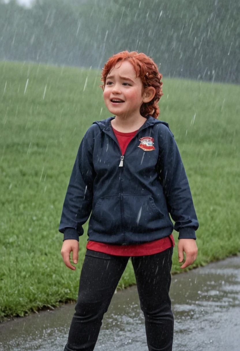 Chubby Basque girl freckled deep red wavy hair , in the middle of a ...