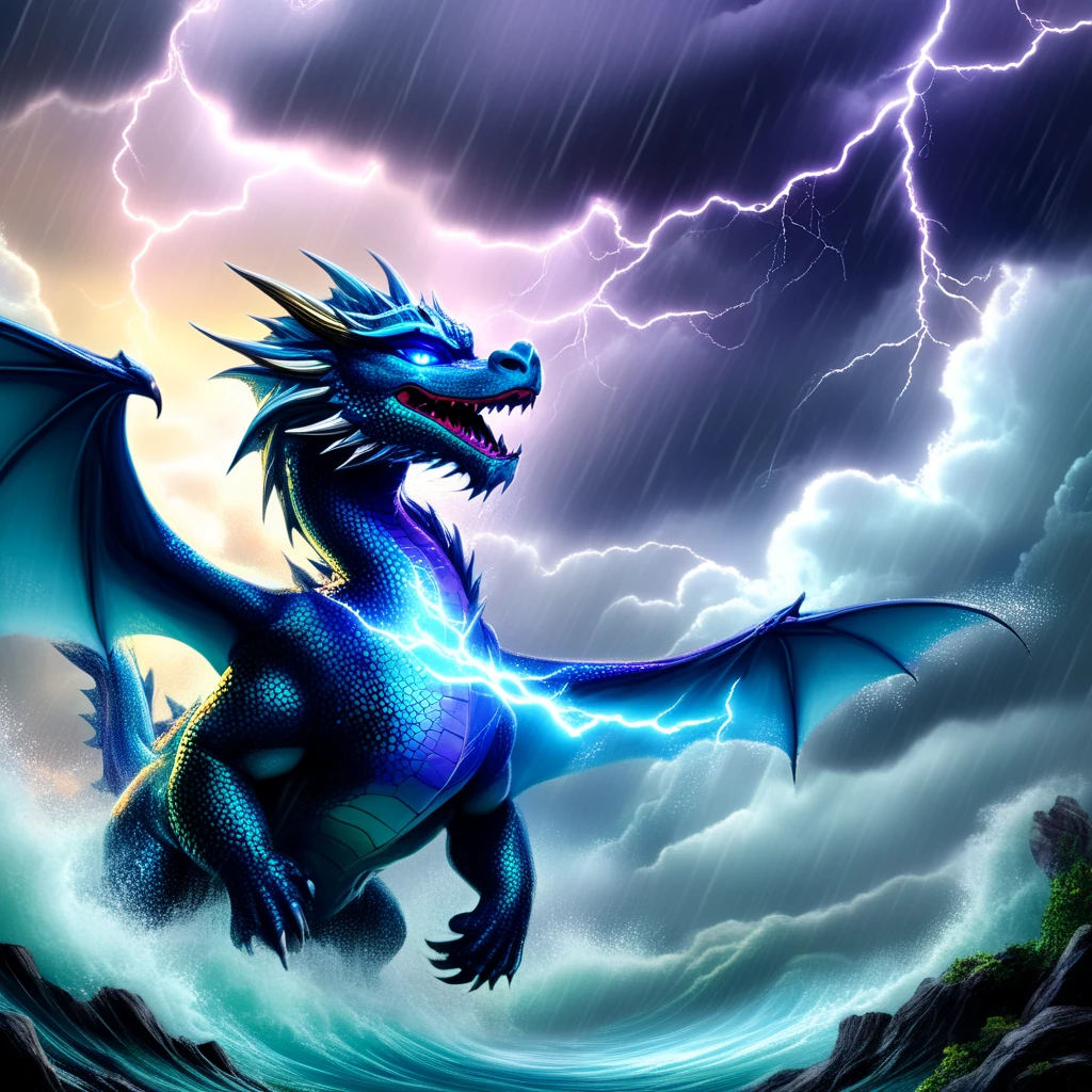 (One day, flying dragons fought to the death among the clouds1 - SeaArt AI
