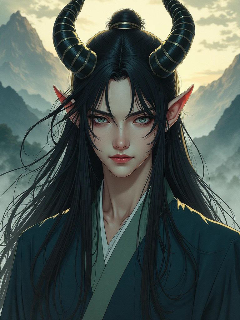 Create a profile photo of an entire demon in the most beautiful manga ...