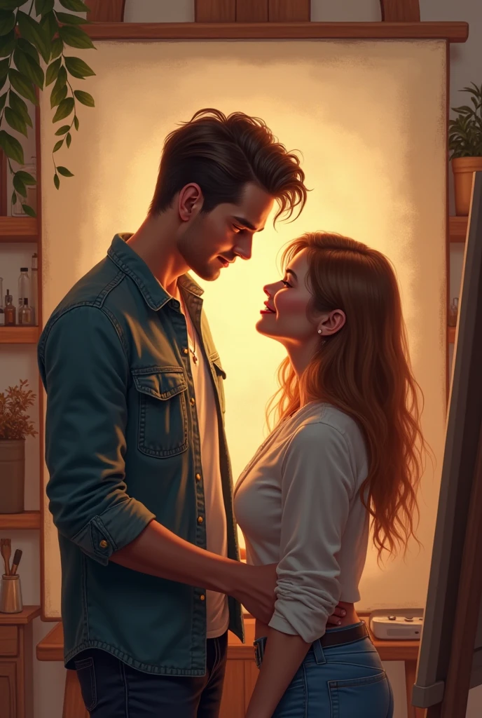 Couple of man and woman drawing together on a canvas. - SeaArt AI