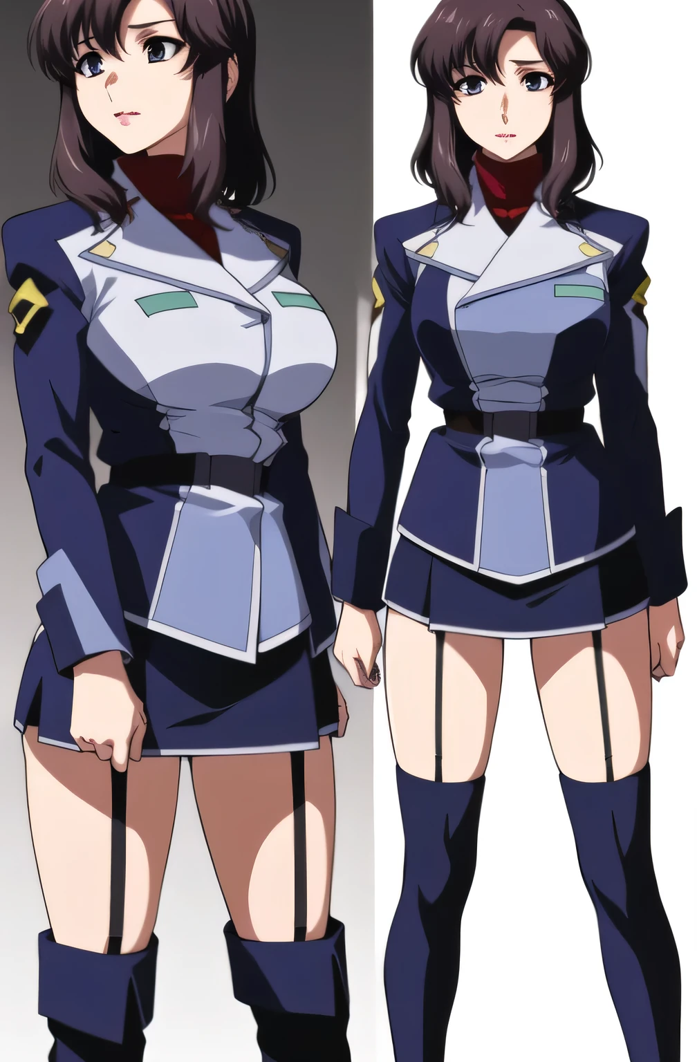A close up of two different images of a woman in uniform - SeaArt AI