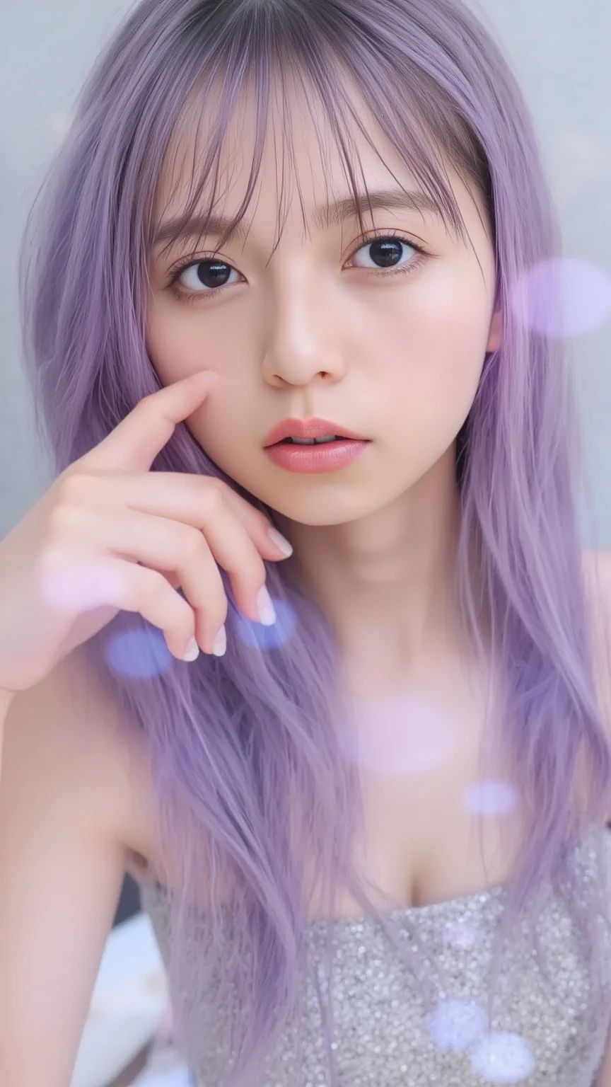 "A young woman with an ethereal, translucent appearance, surrounded by ...