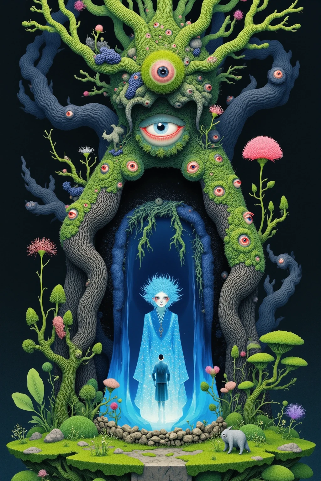 a tree-like creature embedded in a small blue crystal . and has a human ...
