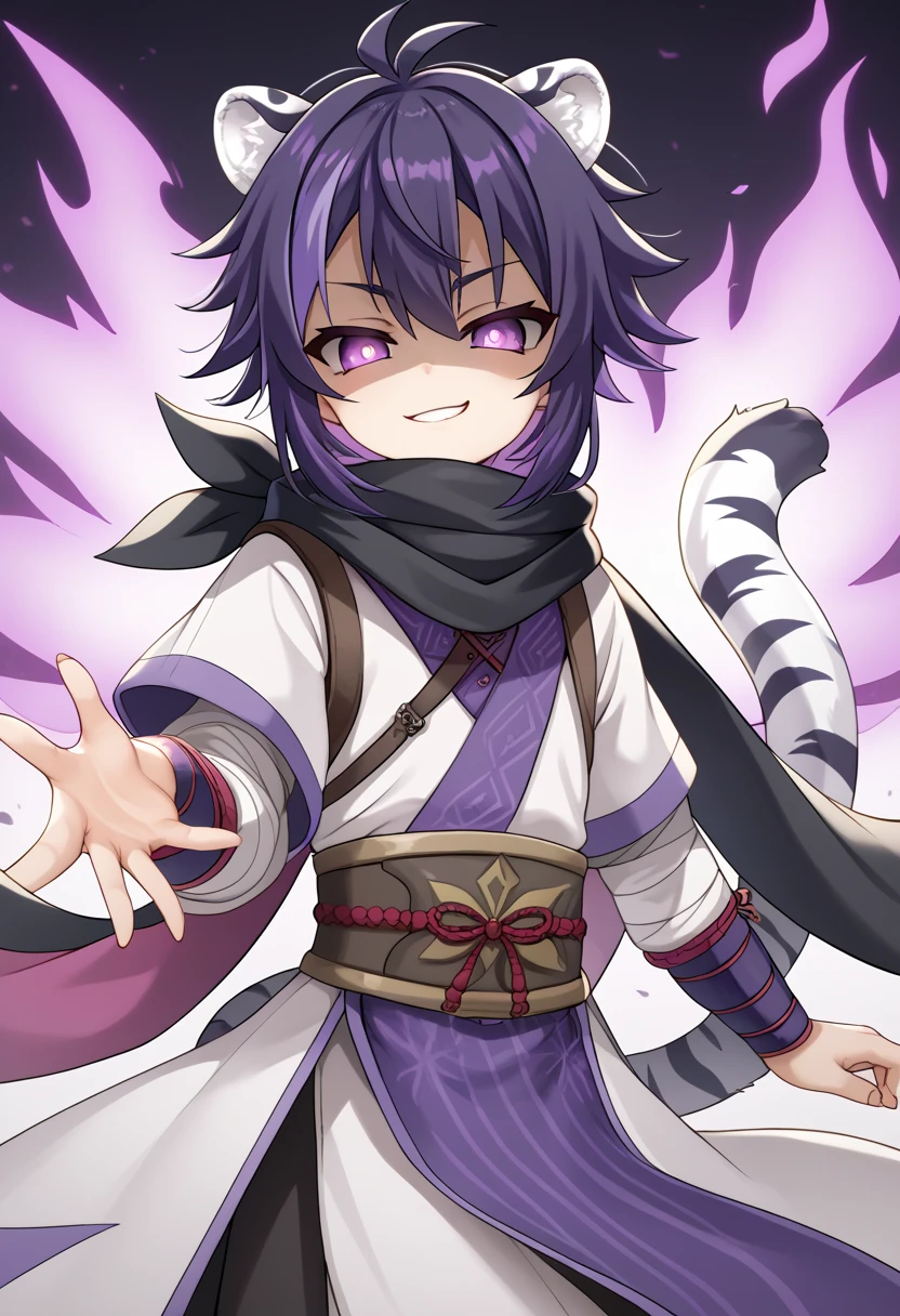 ((masterpiece)), anime lighting, 1boy, solo, long hair, dark purple ...