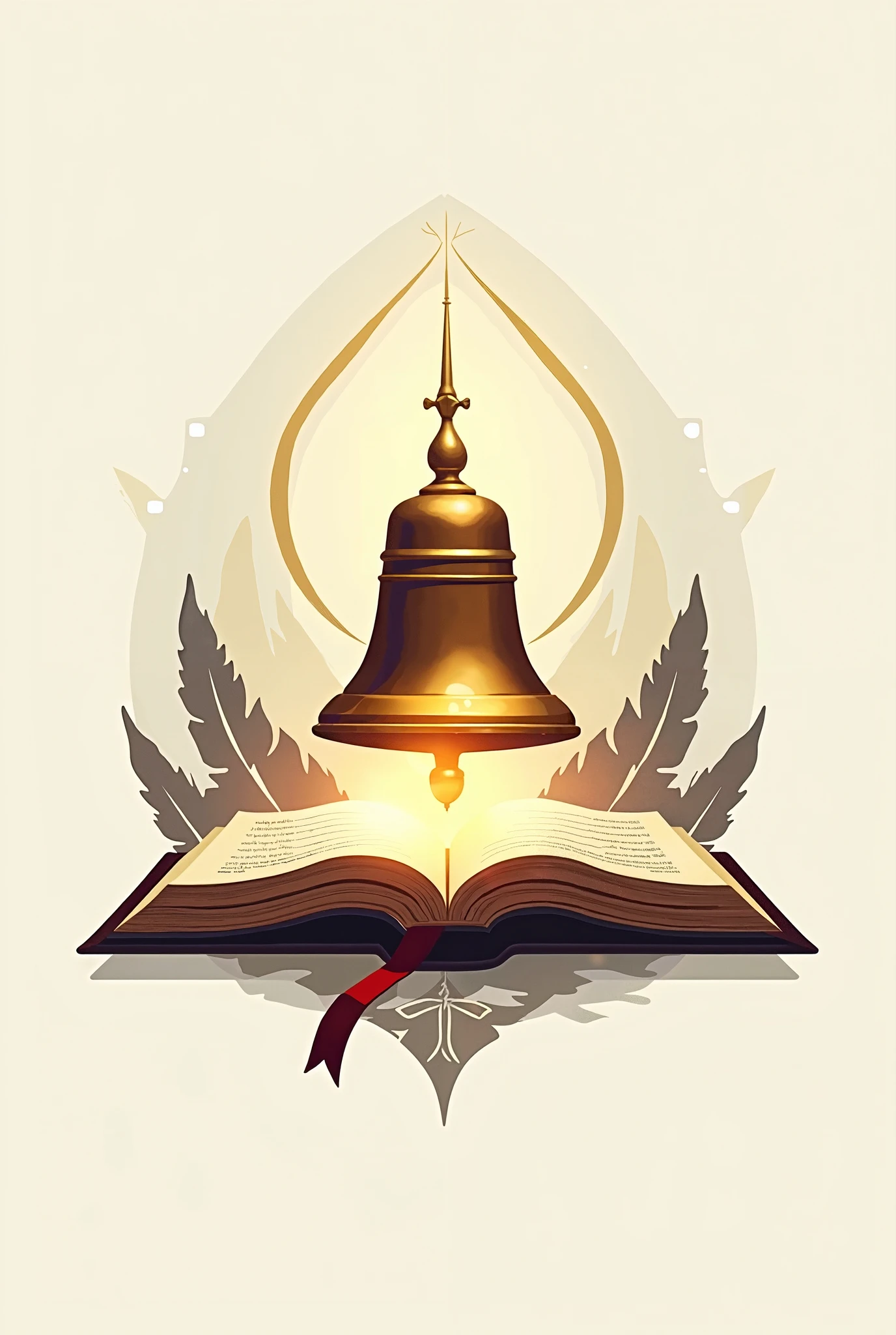 There is a bell on top of an open book with a red ribbon - SeaArt AI