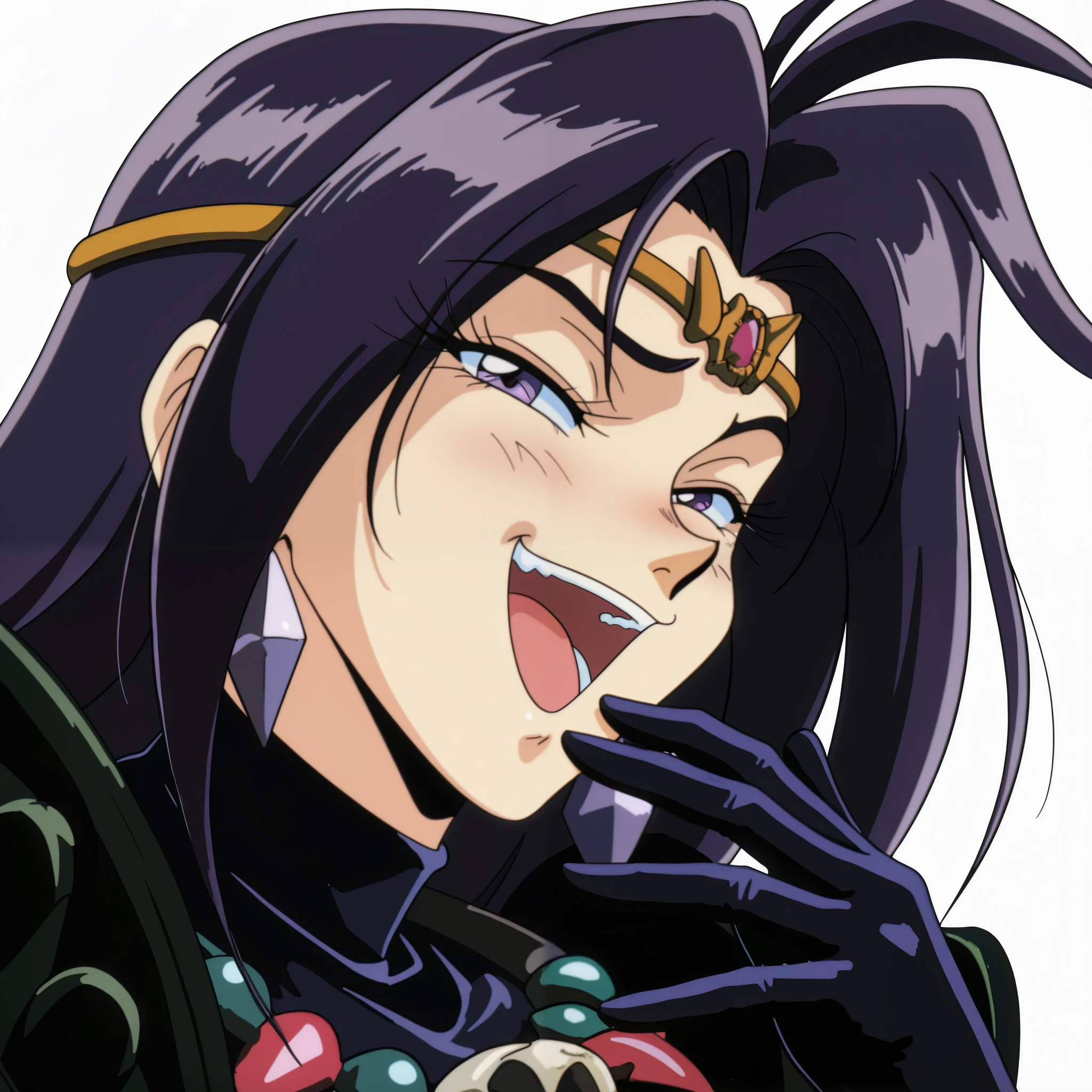 Anime character with purple hair and a gold crown on her head - SeaArt AI