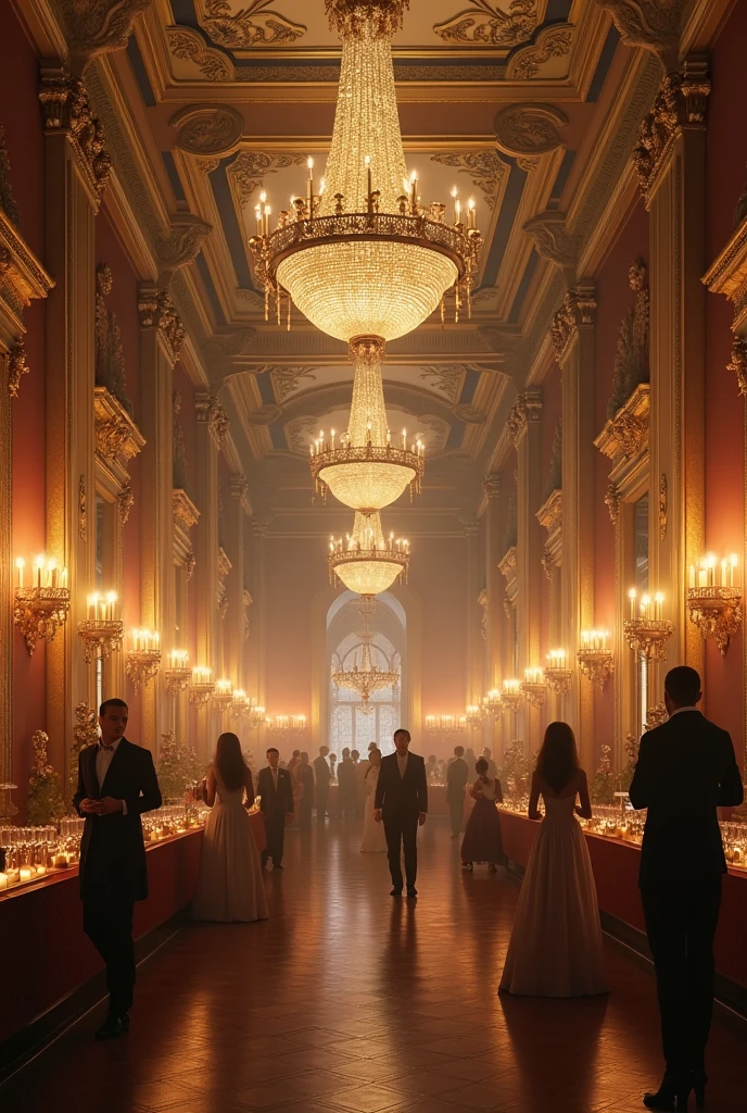 Large mansions , with a large dance hall , with a large chandelier ...