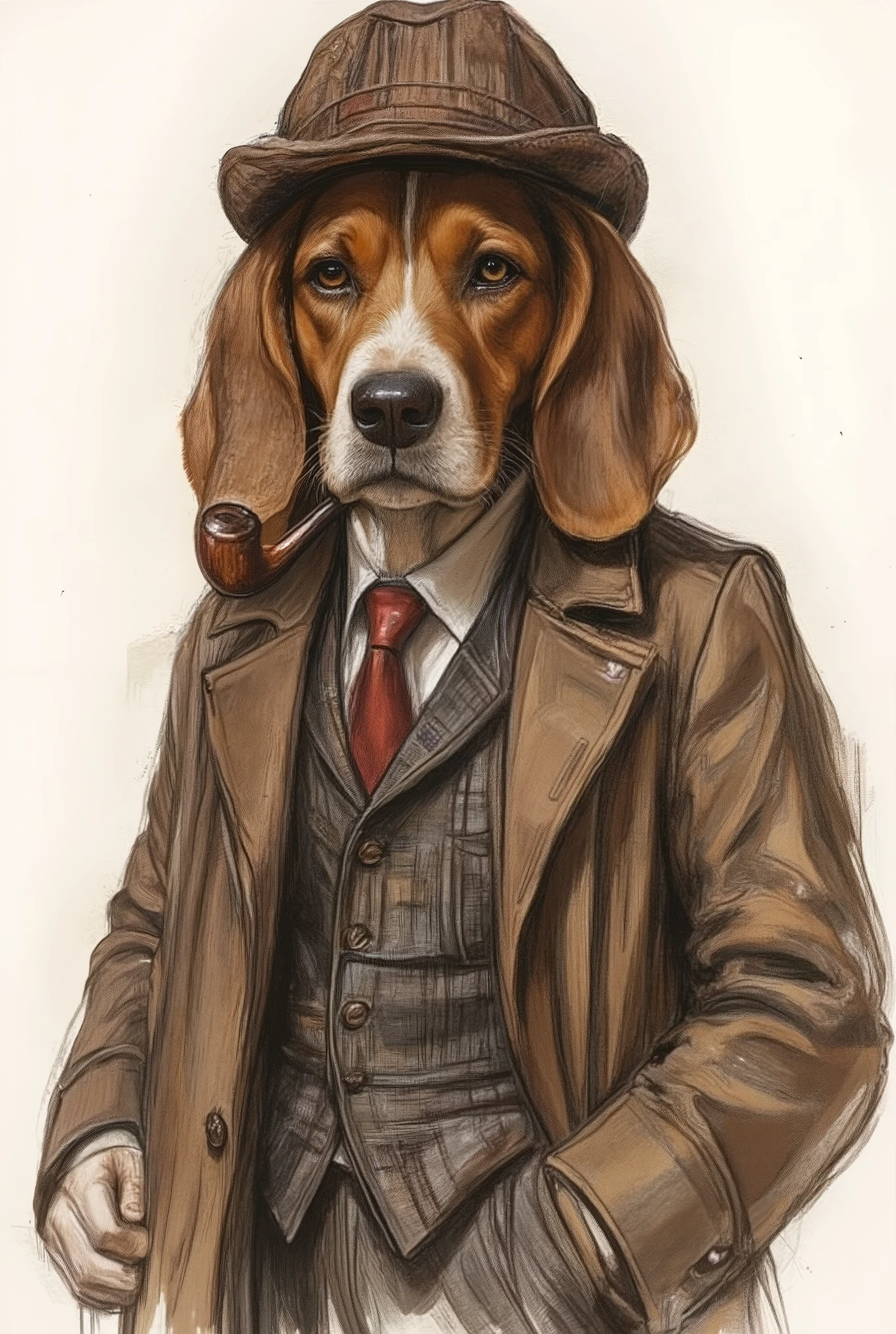 Arafed dog in a suit and hat with a pipe in its mouth - SeaArt AI