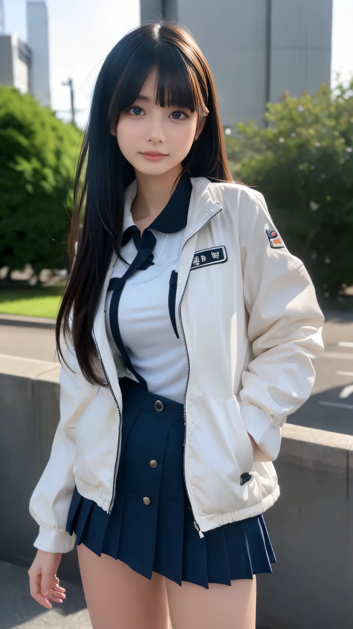 Arafed asian woman in uniform posing for a picture - SeaArt AI
