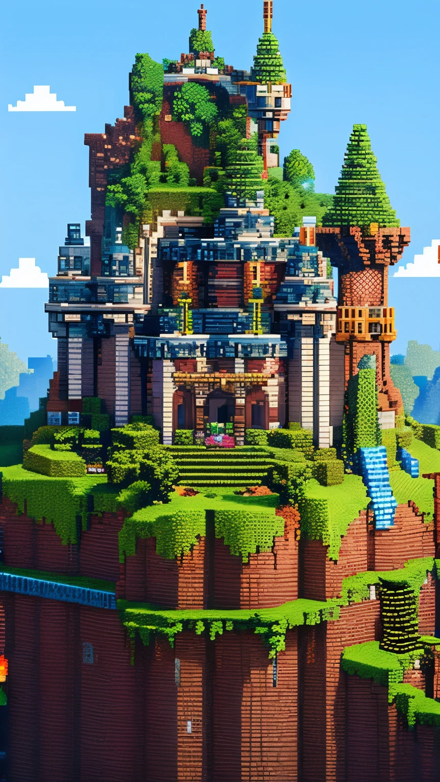 Pixel art of a castle on a hill with a castle on top - SeaArt AI