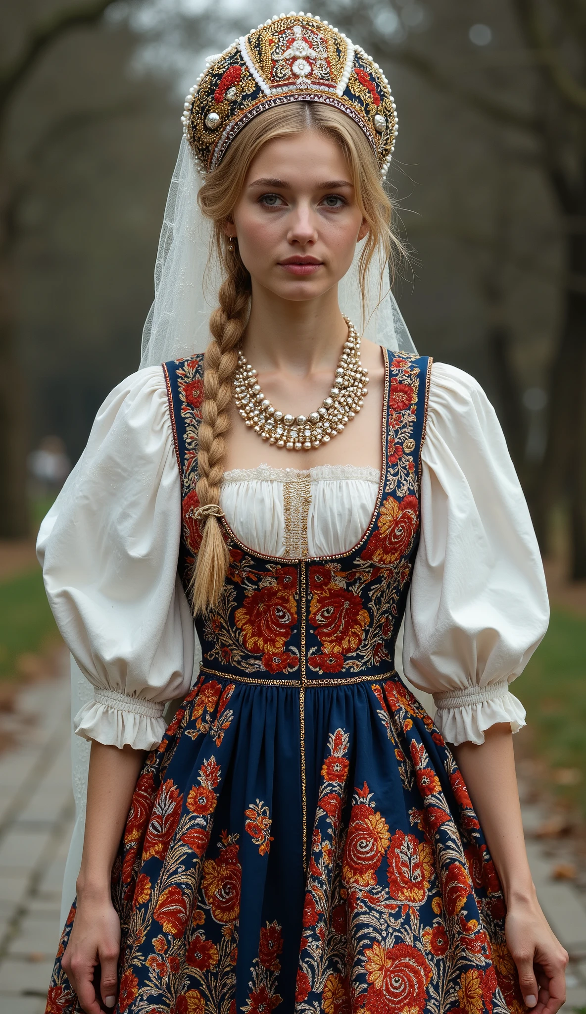 Arafed woman in a traditional dress with a veil and a tiable - SeaArt AI
