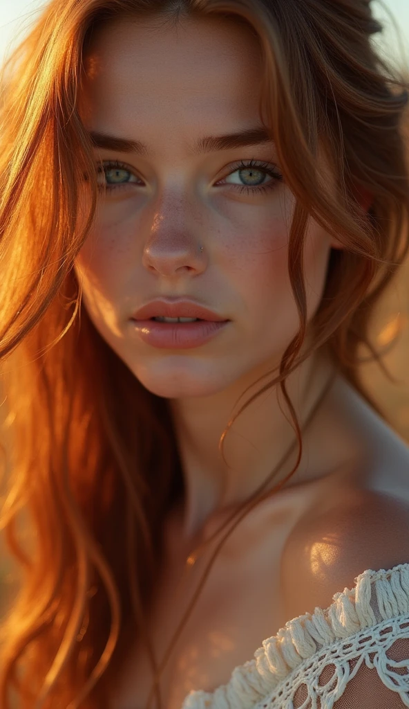 Create an image of a beatifull redneck girl with eyes that shine like ...