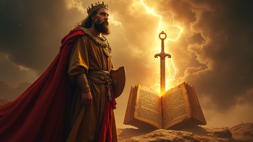An epic and mysterious depiction of King David in an ancient and ...