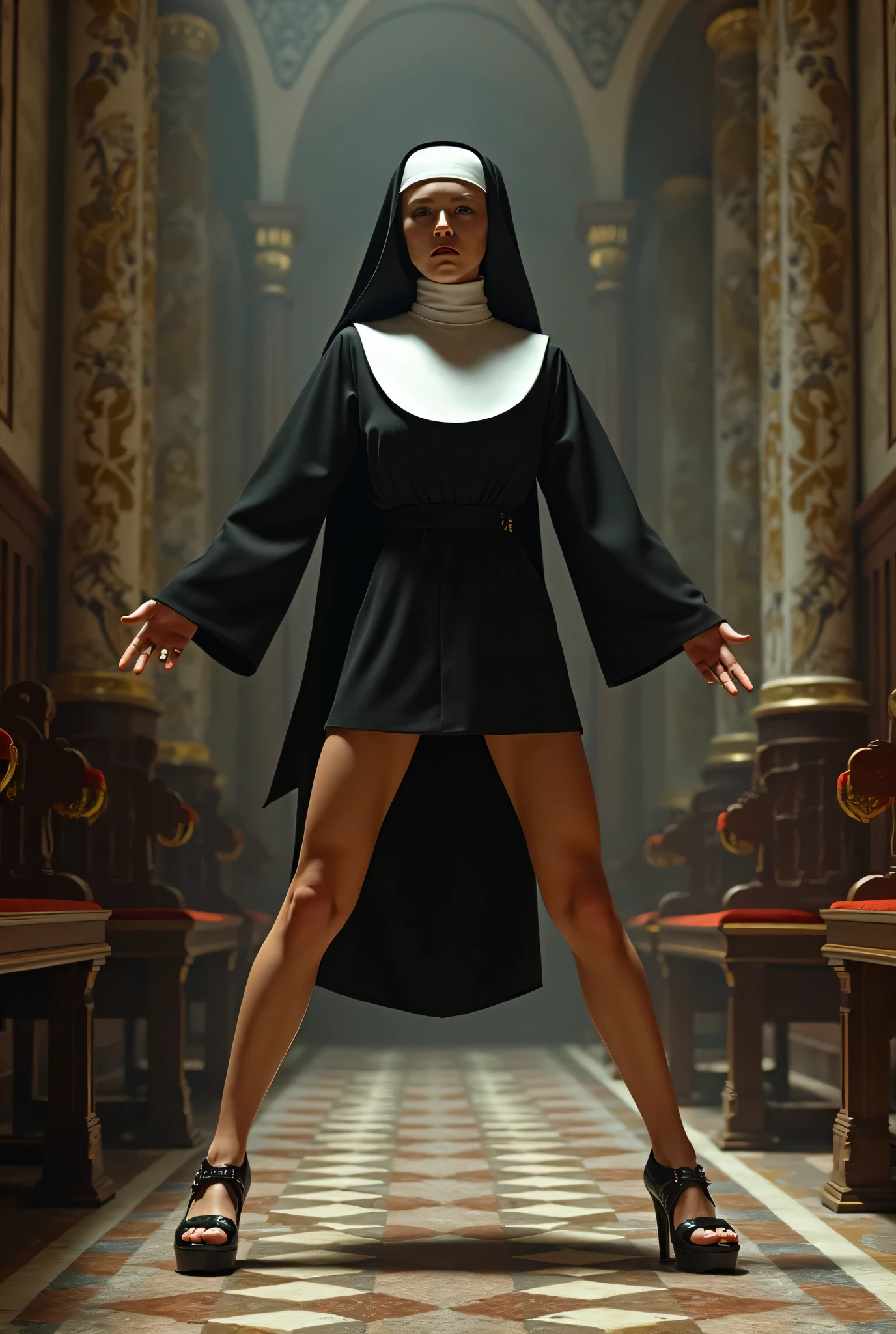 Arafed woman in a nun costume posing in a church - SeaArt AI