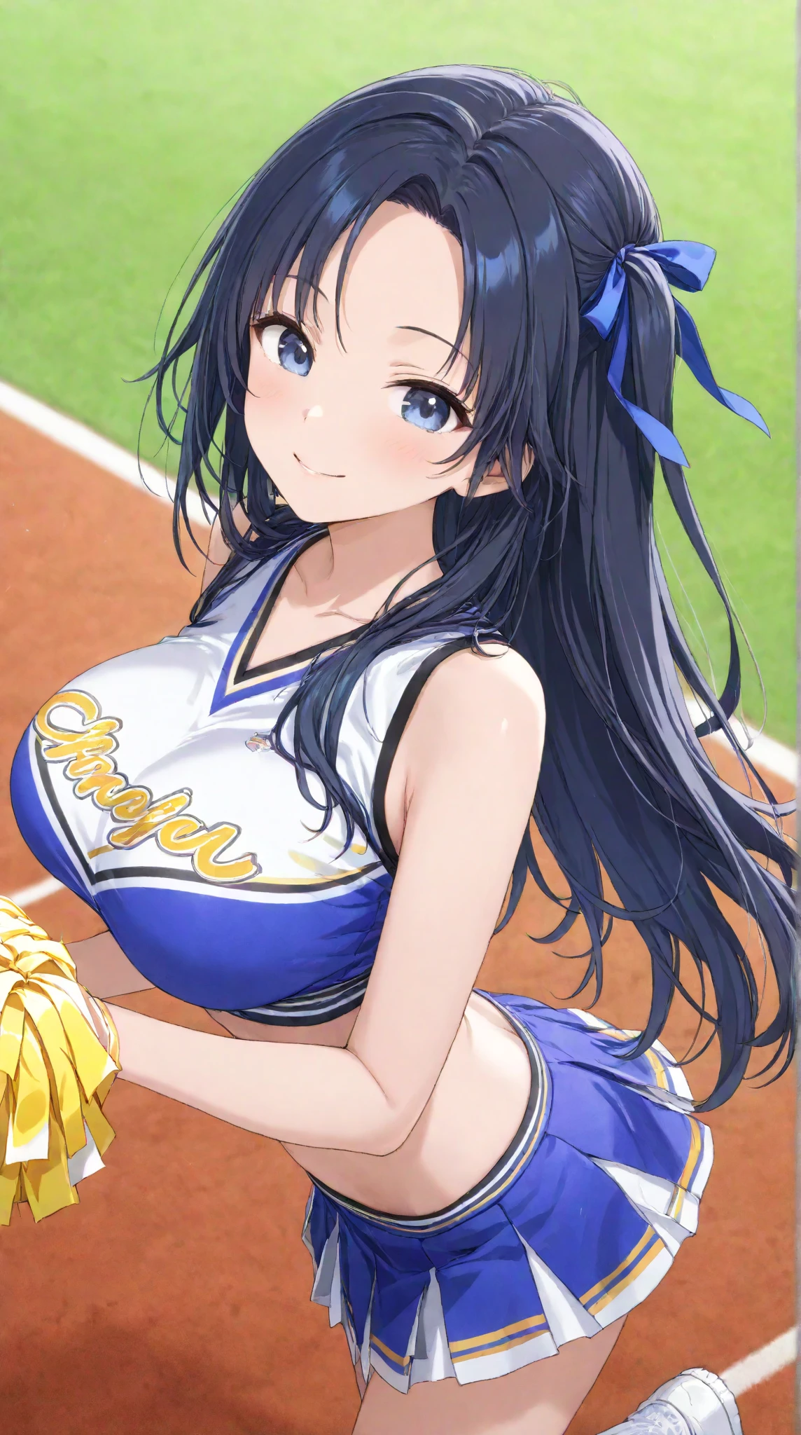 Big Breasts, long hair, black hair , bangs, , smile, - SeaArt AI