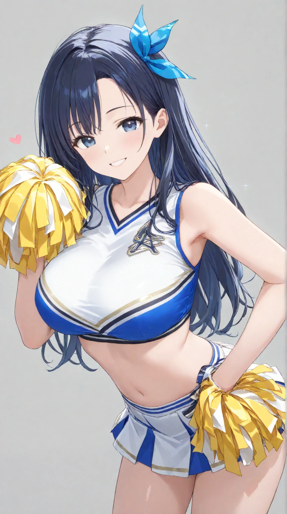 Big Breasts, long hair, black hair , bangs, , smile, - SeaArt AI