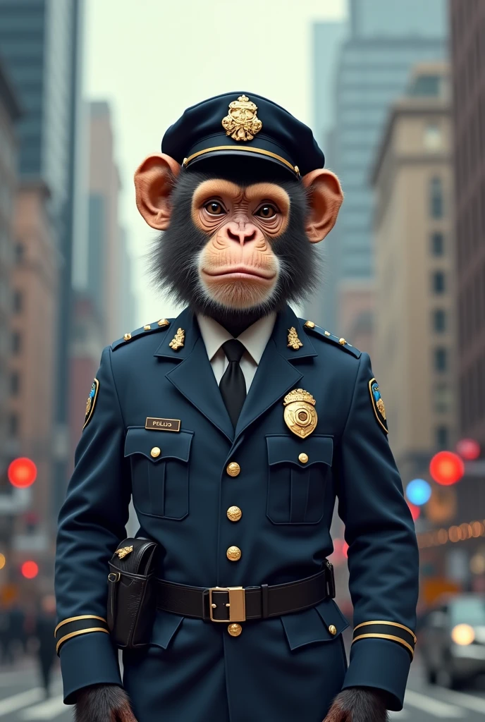 Create me a photo with a monkey in a police uniform - SeaArt AI