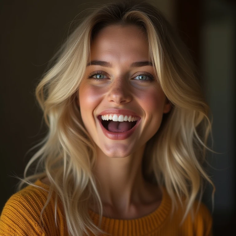 1 female, smile, Open your mouth , smiles, blond hair, yeux bleus ...
