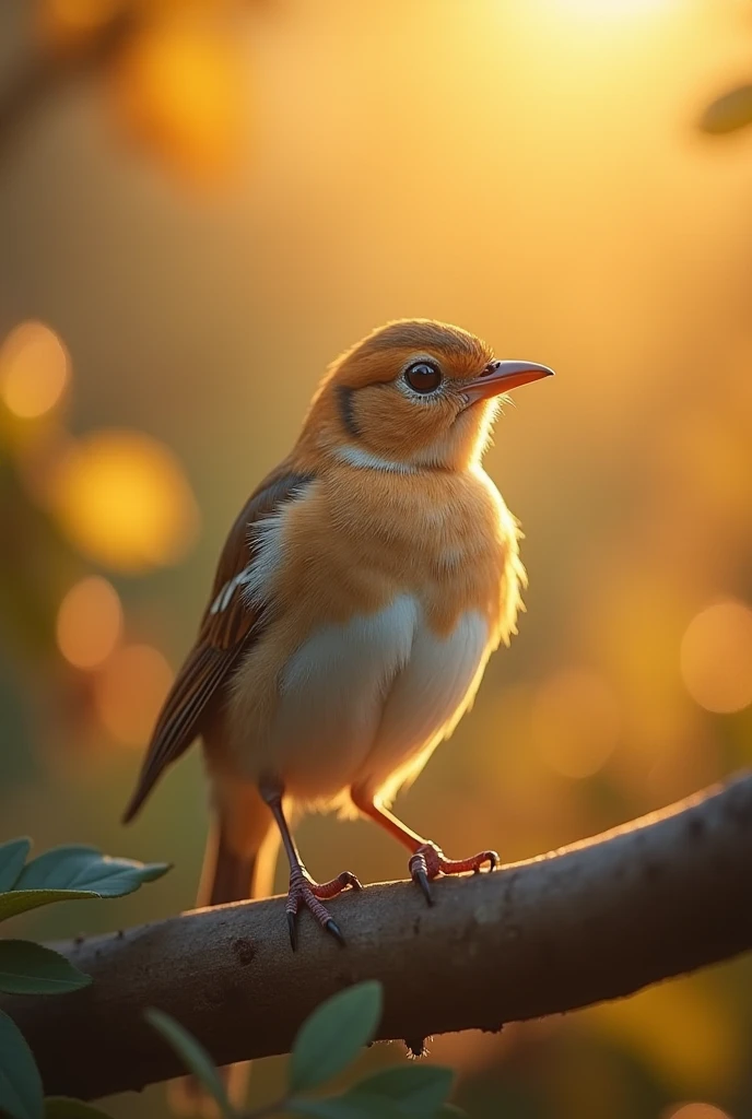 A mesmerizing close-up portrait of a gorgeous little bird illuminated ...