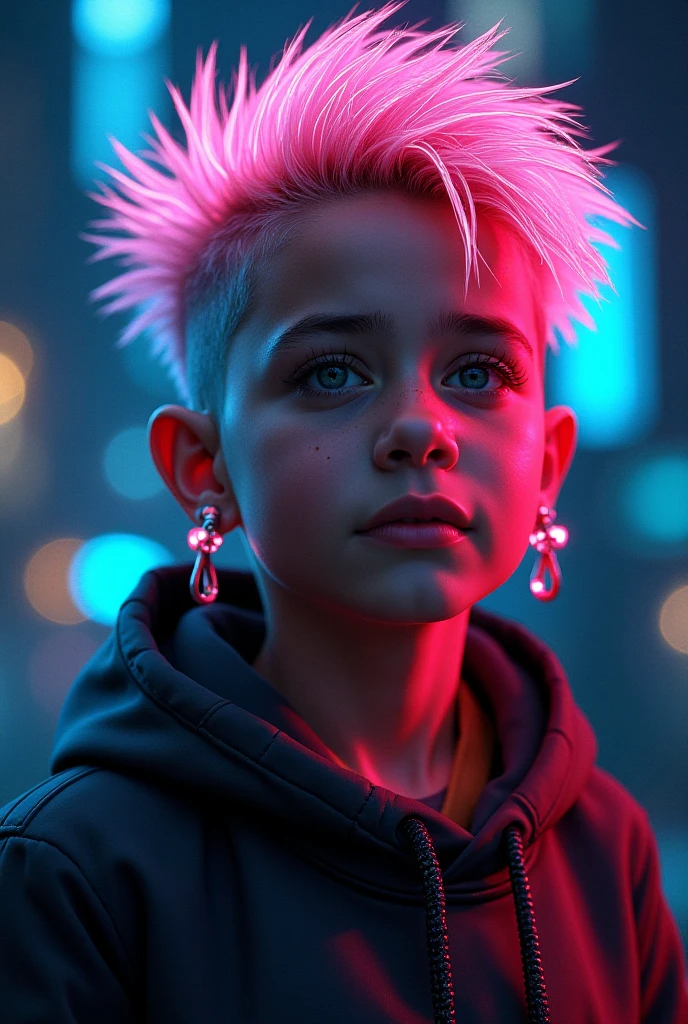 Create a boy with hair with lights and with ear piercings - SeaArt AI