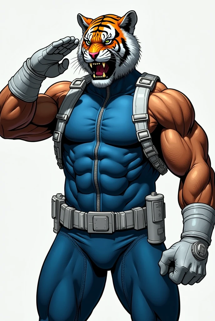 (A rugged beefy extremely muscular bulky angry old man), (wearing blue ...
