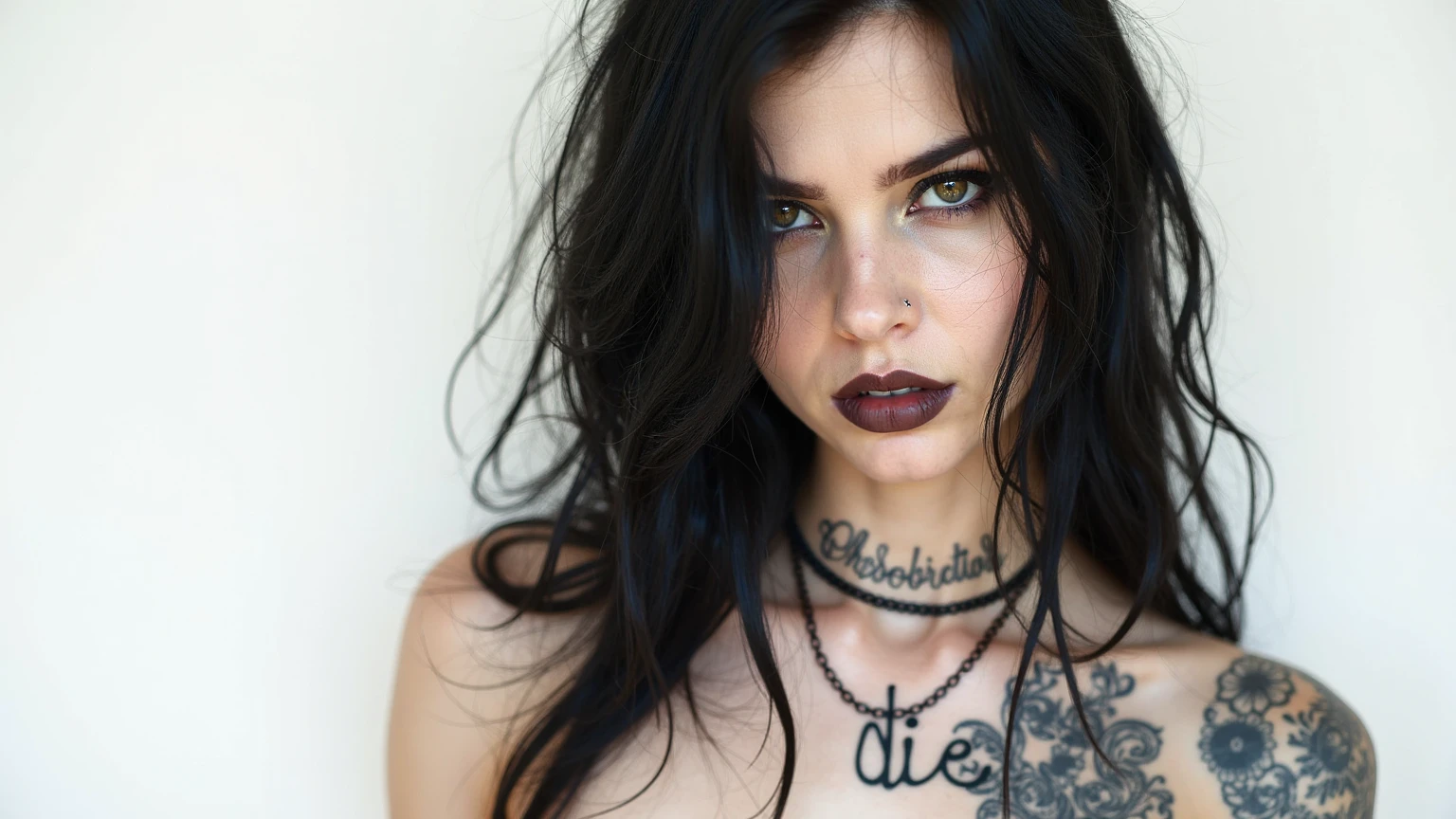 beautiful、Light colored 、long, Messy, black hair, brown eyes - SeaArt AI