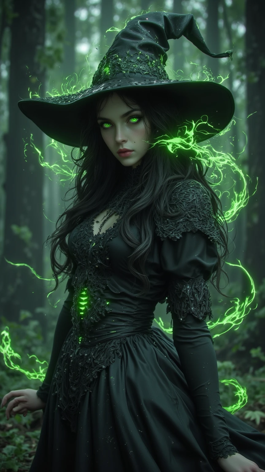 Strictly depicting a mysterious witch in a charming forest house ...