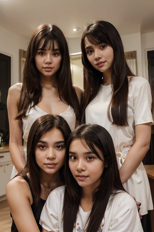 send me 1 family photo ai characters gathered papa, mama, Kaka girl ...