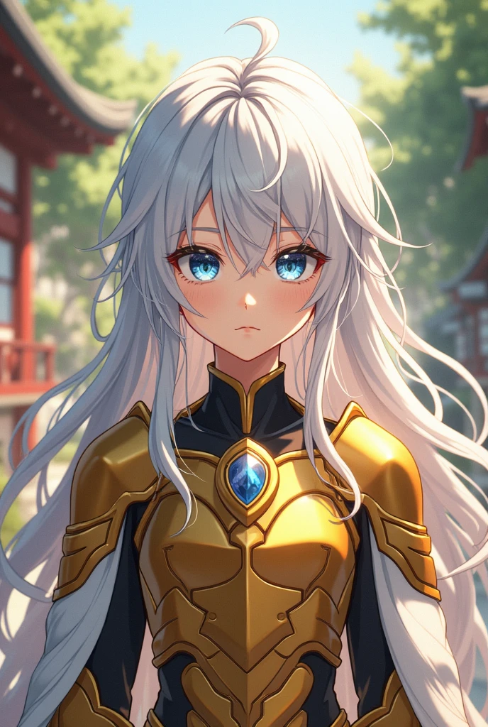 An anime boy,, with white hair, long hair, fringe on the face - SeaArt AI