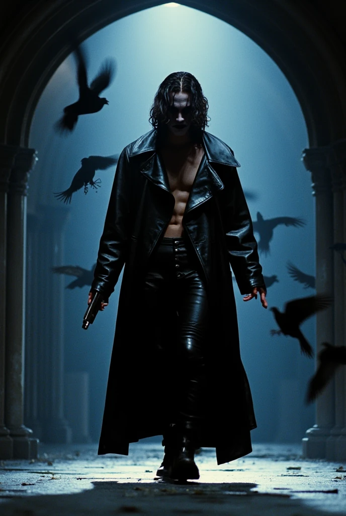 the character "The Crow". A hyper-realistic cinematic image of The Crow ...