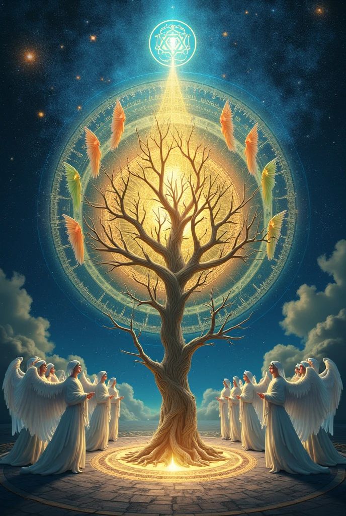 A mystical and detailed illustration depicting the 72 angels of ...