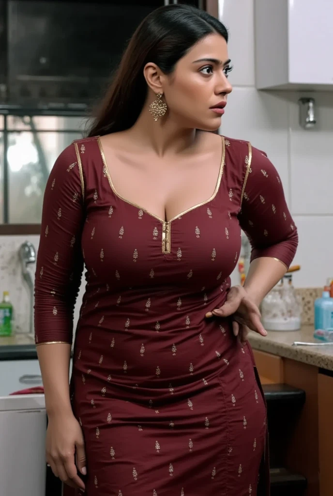 Indian curvy maturre milf Bhabhi. Sexy chubby women. Wearing dark maroon perfect - SeaArt AI