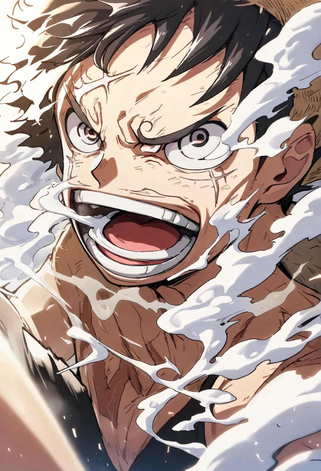 Close-up of a Luffy looking at the spectator, determined and resolute ...