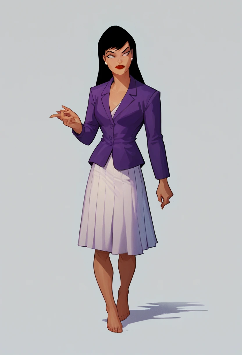 LoisLane_DCAU, black hair, long hair, lipstick, purple blazer - SeaArt AI
