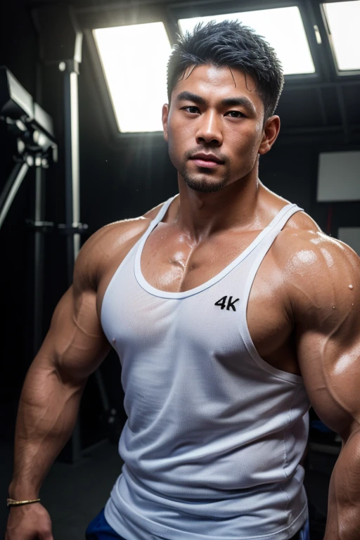 Muscular japanese male bodybuilder in his 20s,beachside setting - SeaArt AI