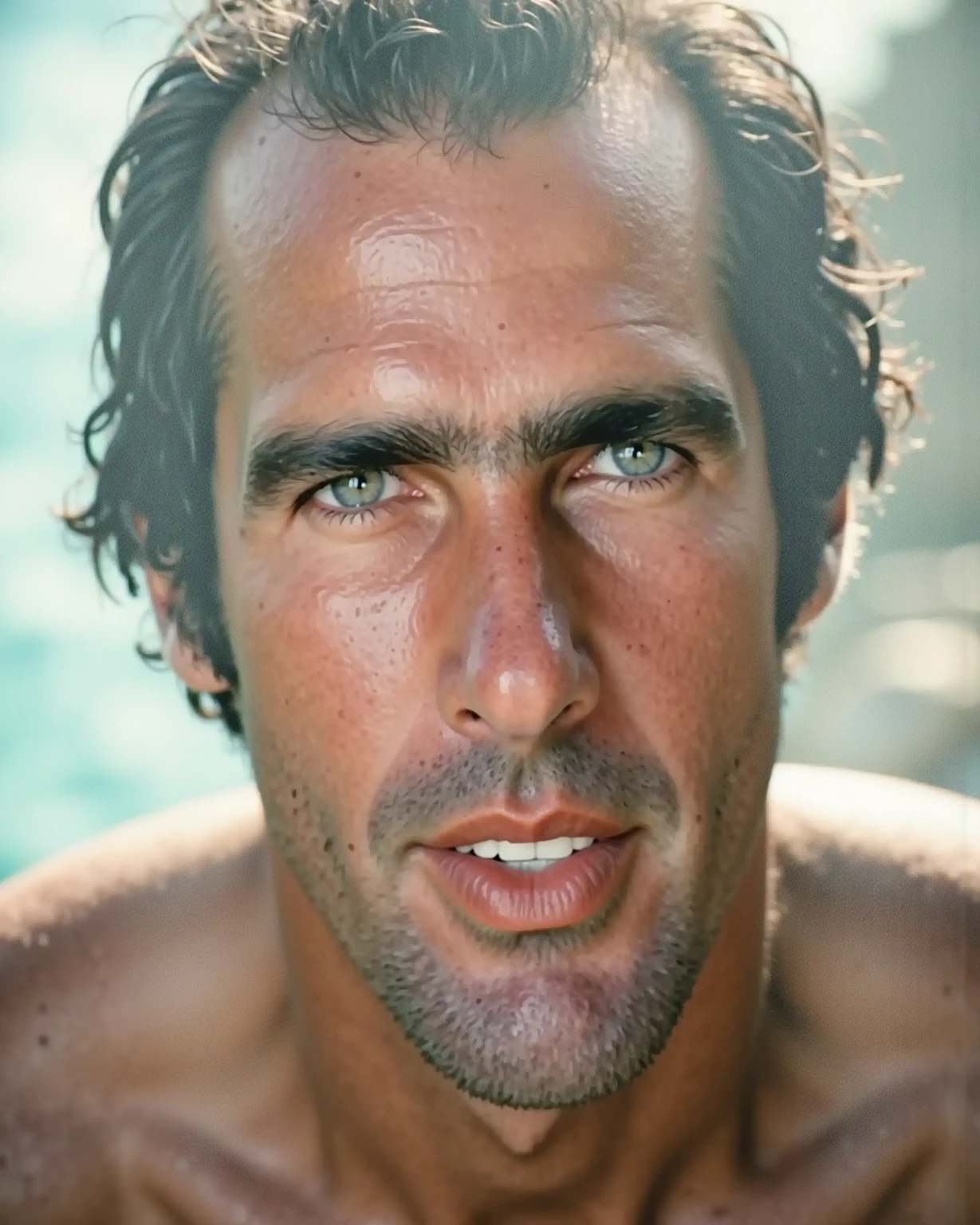 Very realistic portrait of a handsome man , ((( face with a shape ...