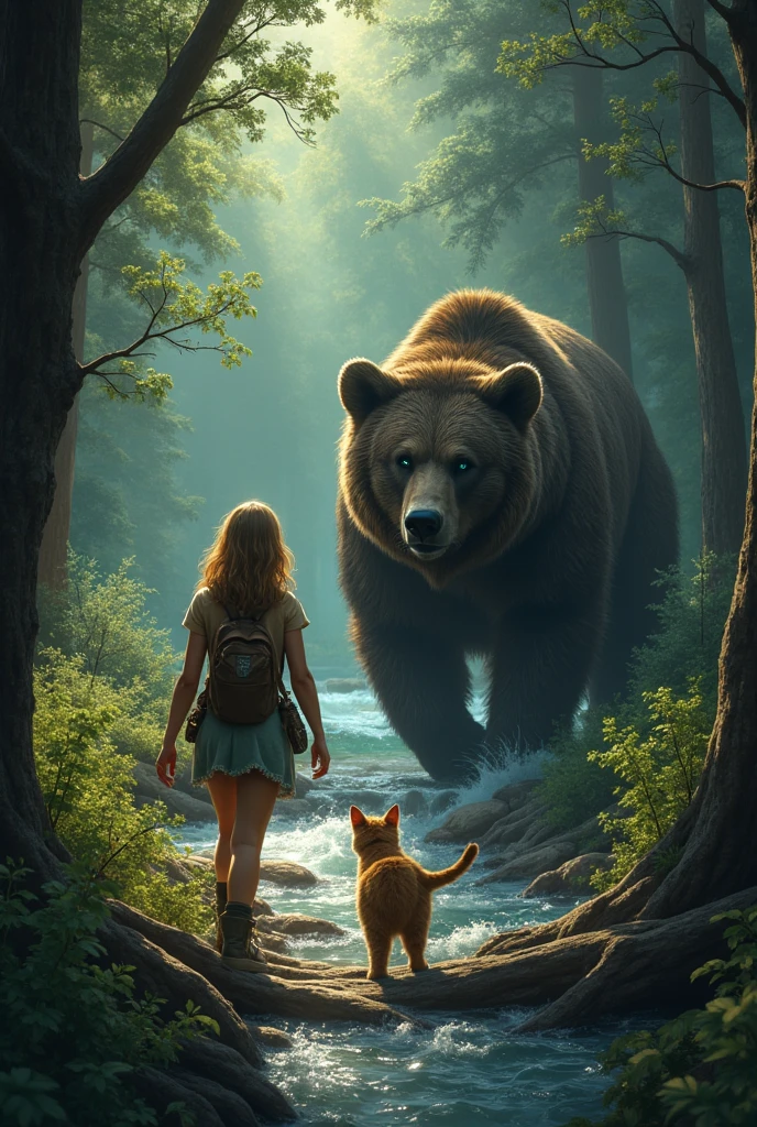 A tense survival scene in a dense forest Emma, a 20-year-old girl with golden ha - SeaArt AI