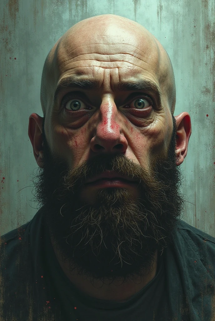 Face of a bald bearded man hallucinating - SeaArt AI