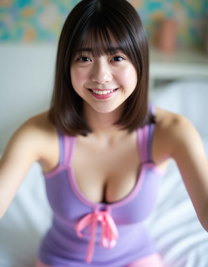 Facial close-up, High-angle, Nao, a portrait of a young Asian woman sitting on a - SeaArt AI