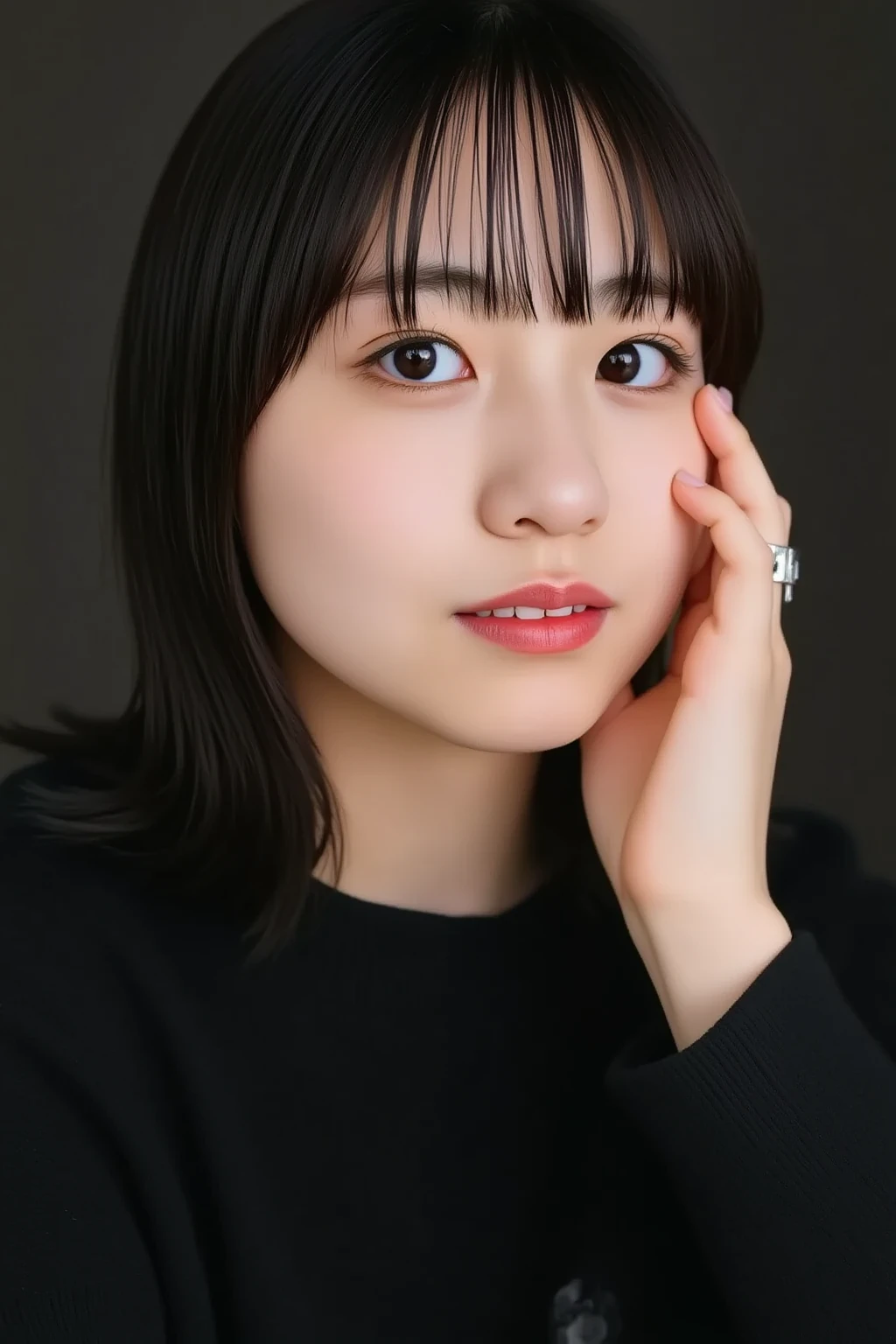 A photograph of a young asian woman with fair skin and long,straight ...