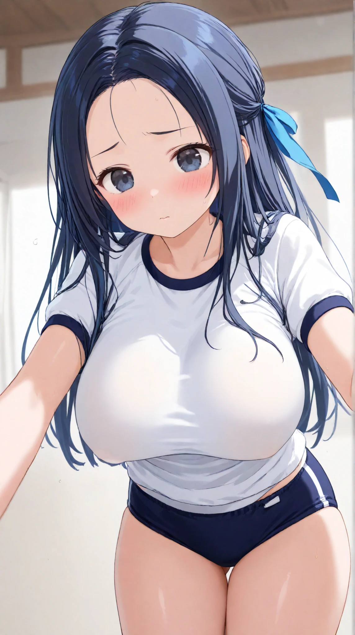 ,Big Breasts, long hair, (black hair) , bangs, blush , - SeaArt AI