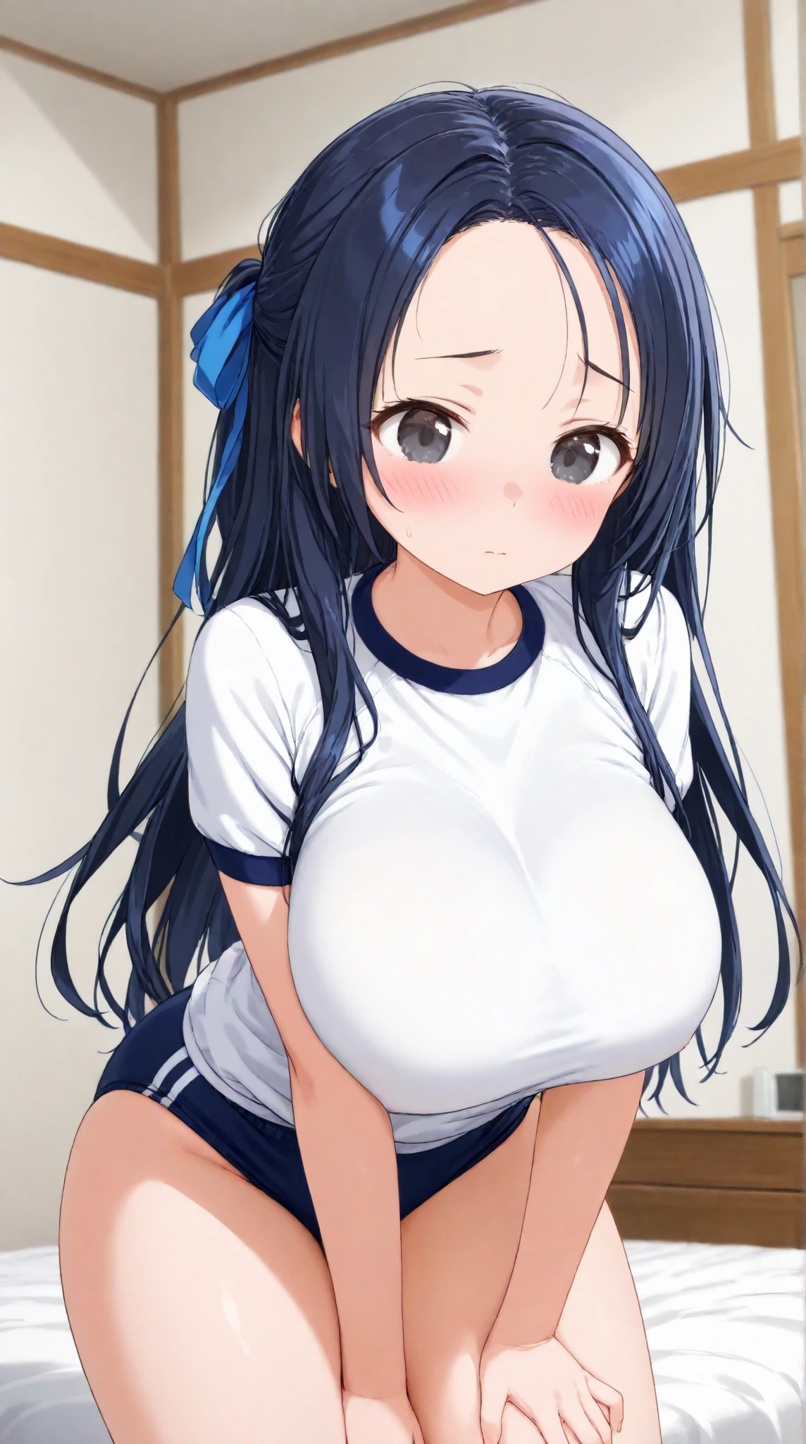 ,Big Breasts, long hair, (black hair) , bangs, blush , - SeaArt AI