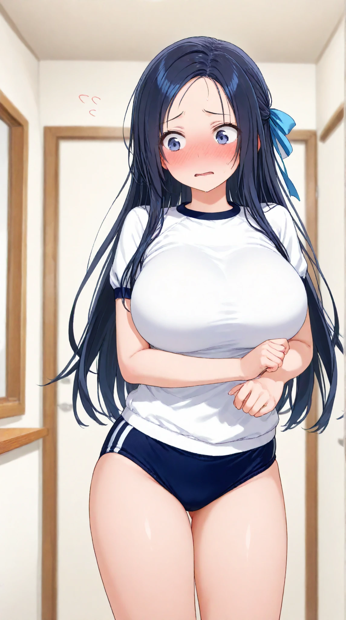 ,Big Breasts, long hair, (black hair) , bangs, （1girl1.5 - SeaArt AI