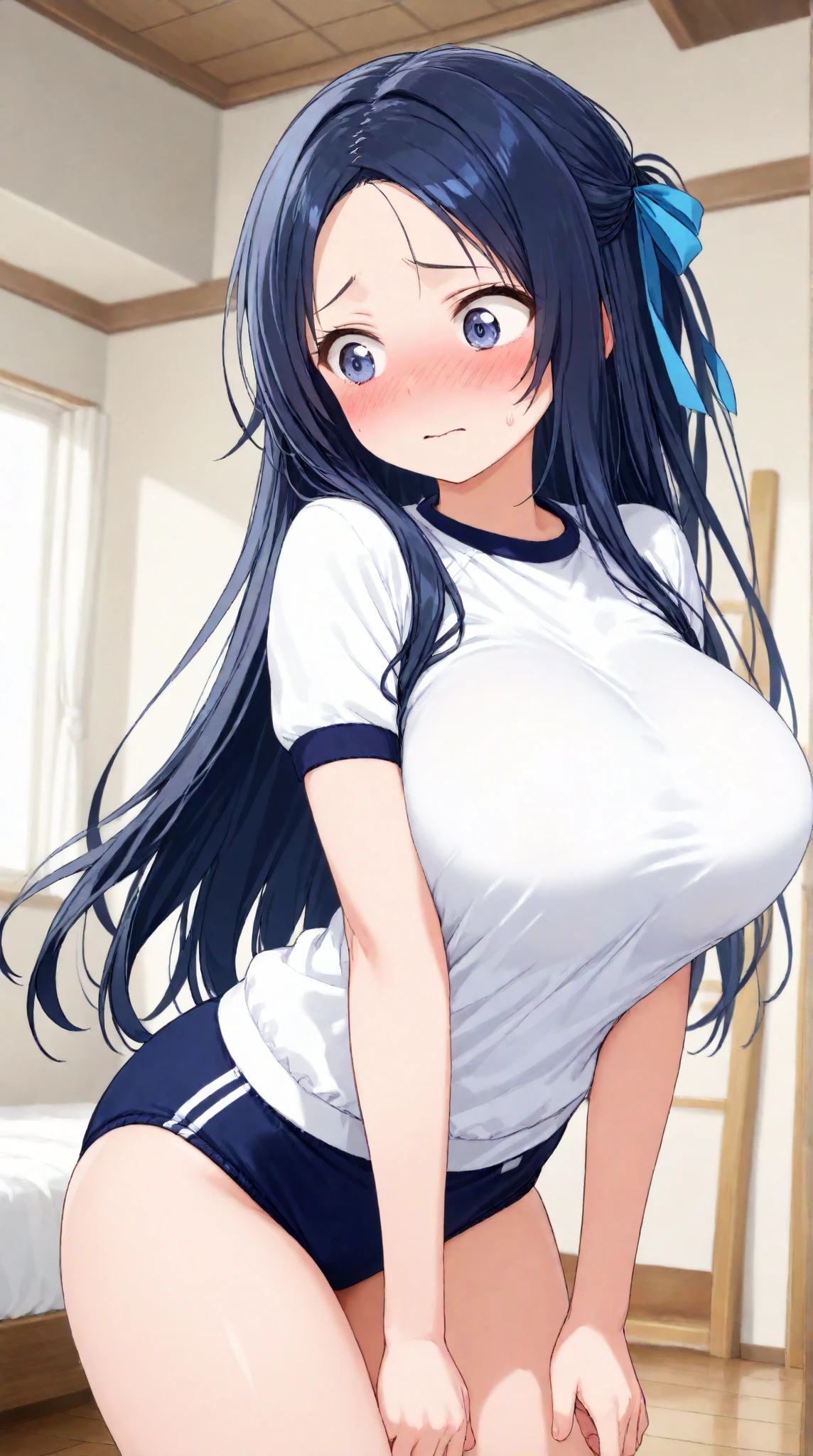 ,Big Breasts, long hair, (black hair) , bangs, （1girl1.5 - SeaArt AI