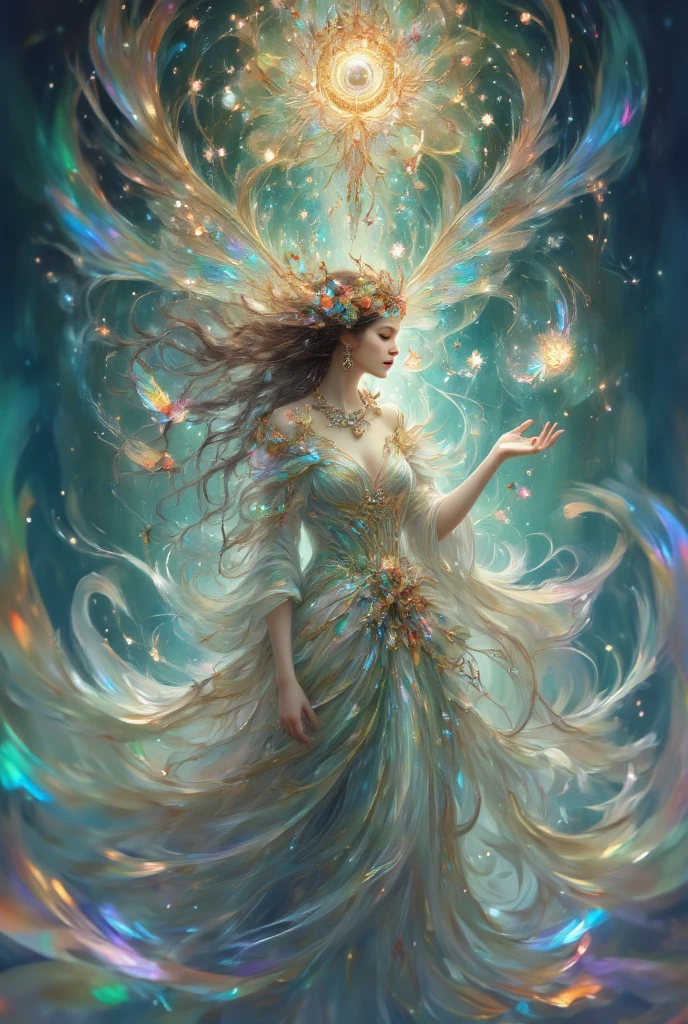 In a quantum void, floating islands of fractured reality twist and ...