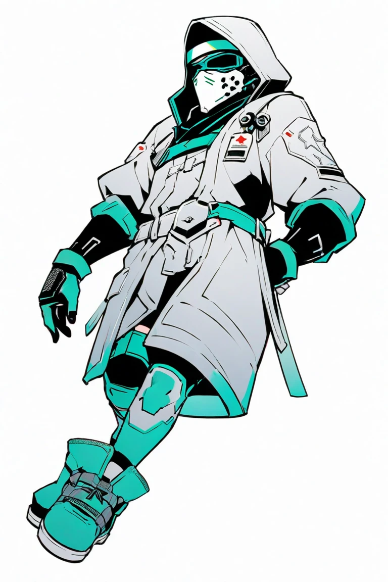 Cyberpunk ninja action novel。 solo ninja。((white background ...