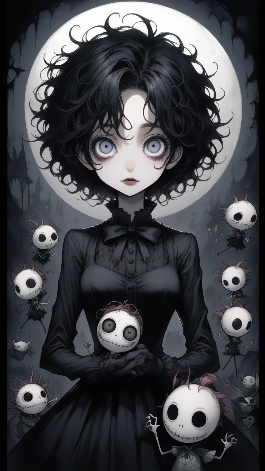 Tim Burton Style、 Anime Characters 、 - SeaArt AI