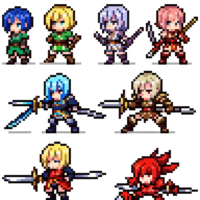 Four Greatsword designs， 32bit style - SeaArt AI