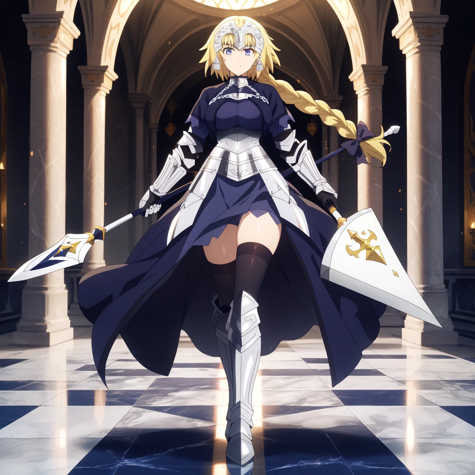 Jeanne d arc, blonde hair, blue eyes, long hair, large breasts - SeaArt AI