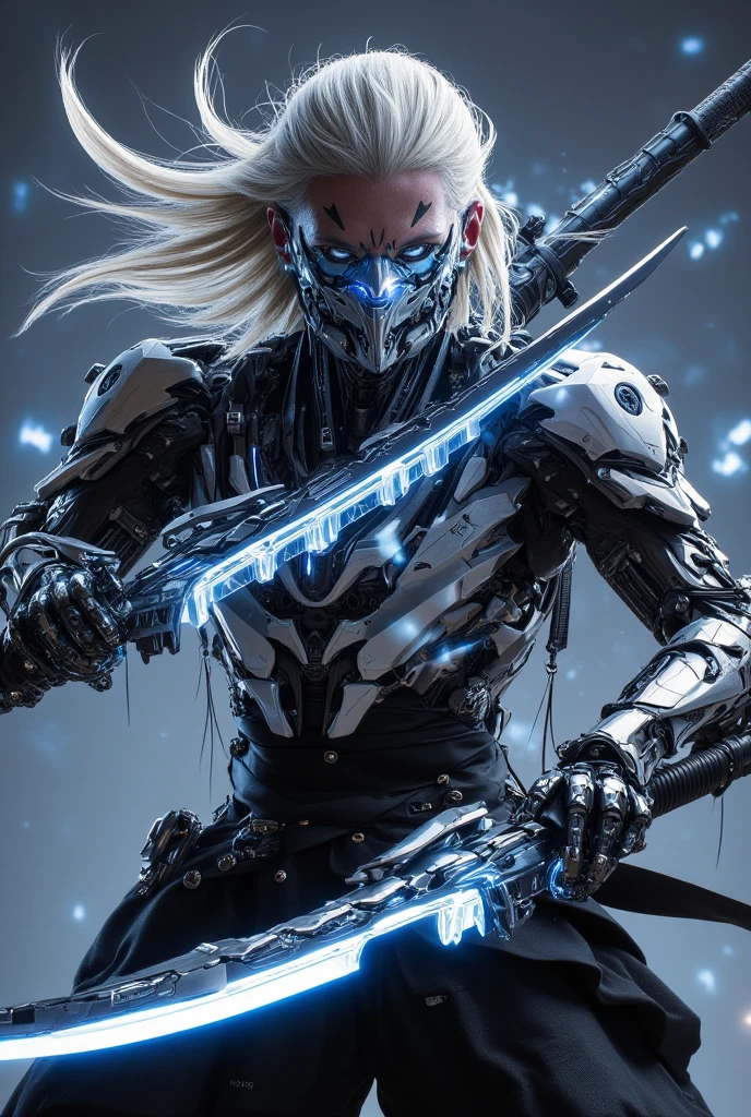 Portrait of an assassin from the future with his spectacular armor of ...